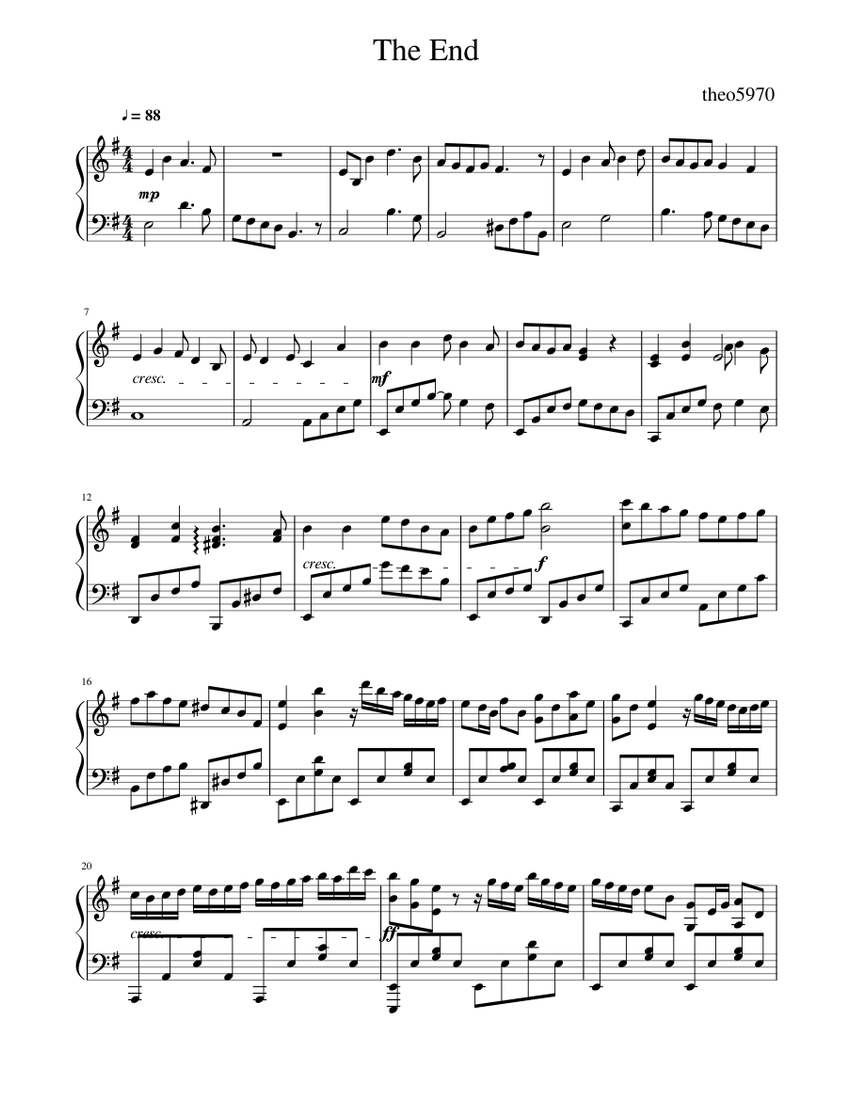 Dancing Line - The End Sheet Music for Piano (Solo) | MuseScore.com