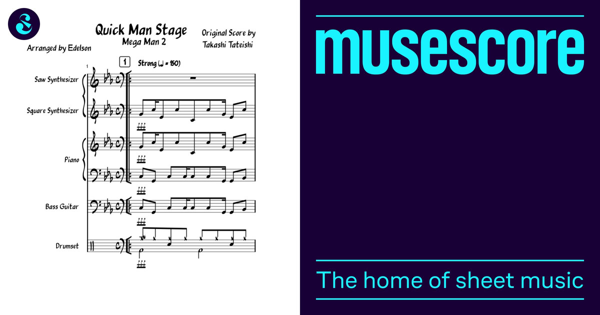 Quick Man Stage (Arranged) - Mega Man 2 Sheet Music for Piano, Bass ...
