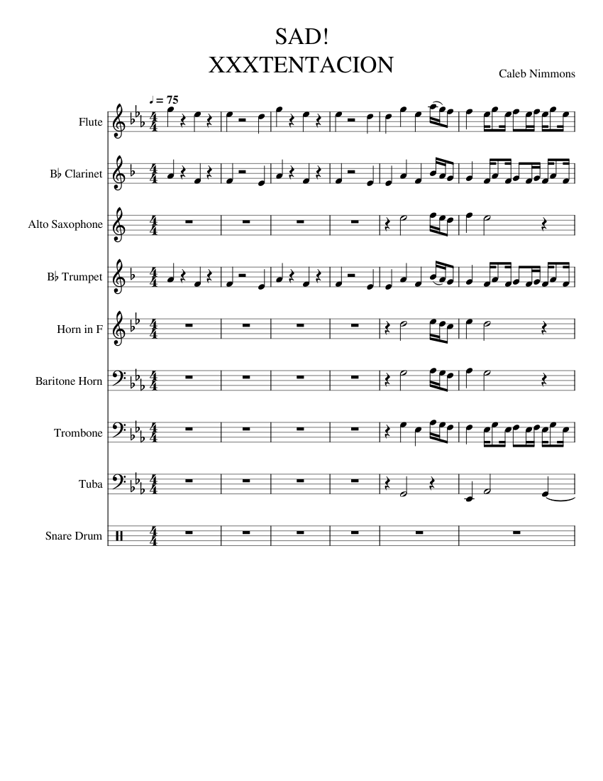 SAD full arrangment Sheet music for Trombone, Tuba, Flute, Clarinet in ...