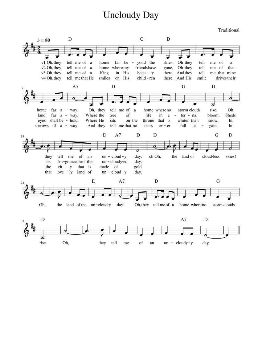 Traditional music - Uncloudy Day Sheet music for Piano (Solo) Easy ...