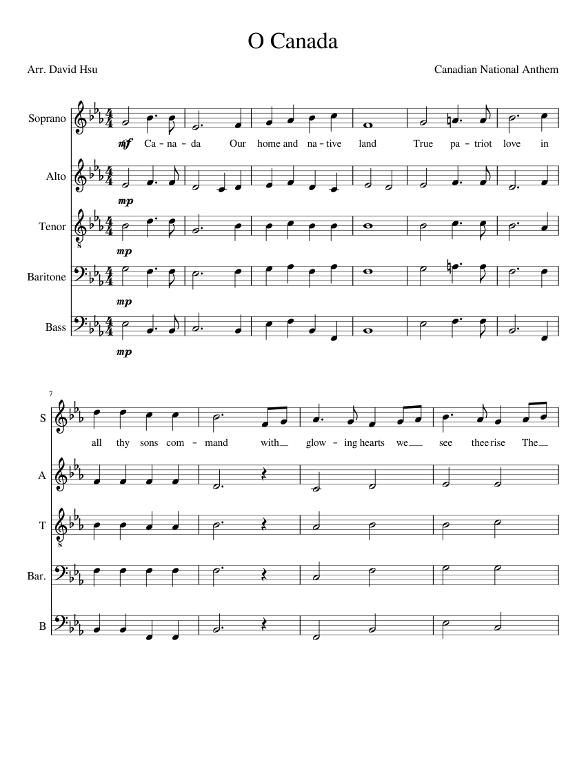 O Canada Sheet music for Piano (A Capella) | Musescore.com