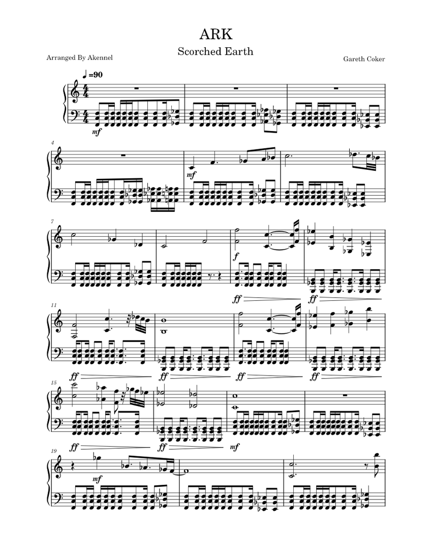 ARK: Scorched Earth Theme – Gareth Coker Sheet music for Piano (Solo ...