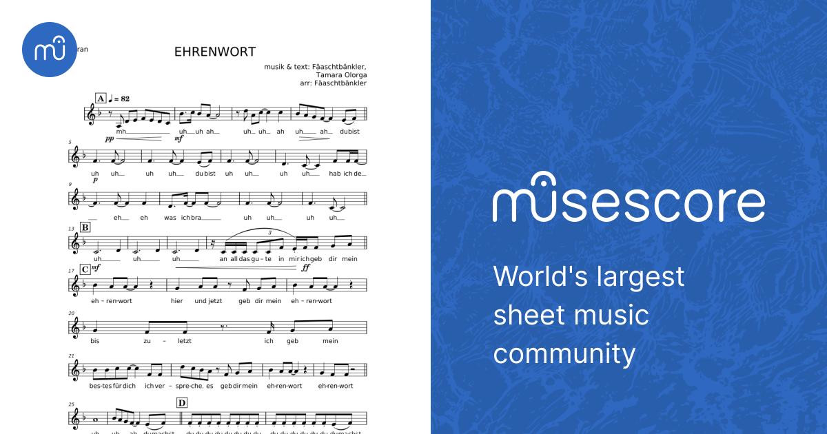Ehrenwort - Fäaschtbänkler Sheet Music for Piano, Vocals (Piano-Voice ...