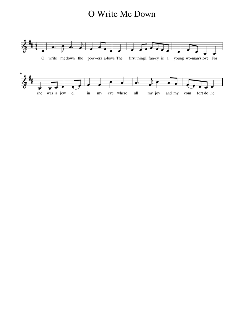 O Write Me Down Sheet Music for Piano (Solo) easy | MuseScore.com