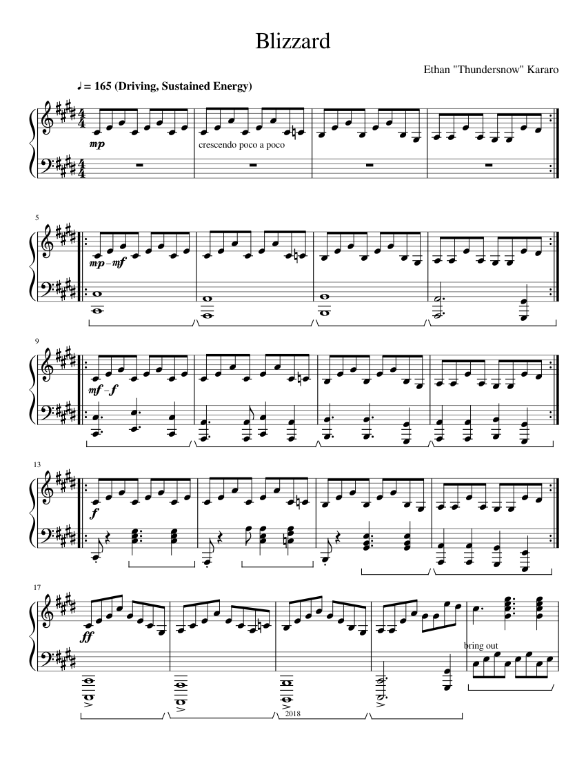 Blizzard Sheet Music for Piano (Solo) | MuseScore.com