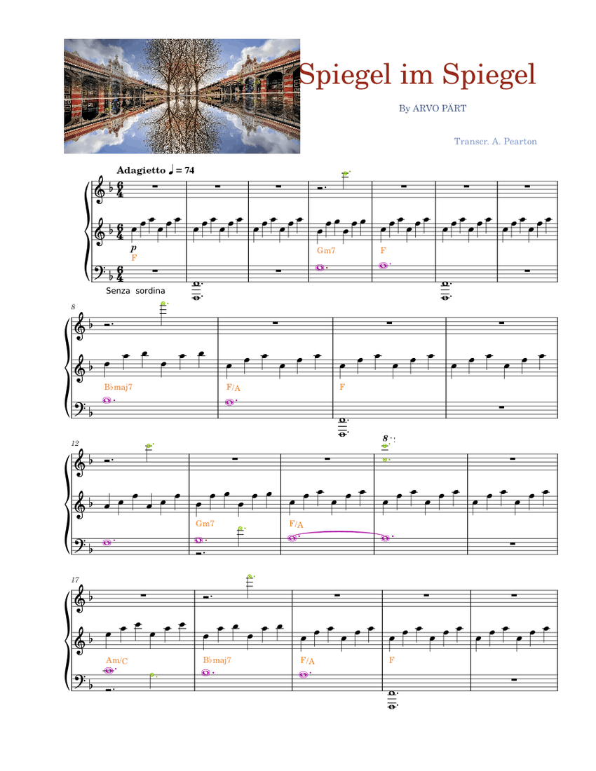 Spiegel im spiegel – Arvo Pärt Sheet Music with Chords for Piano (Solo ...