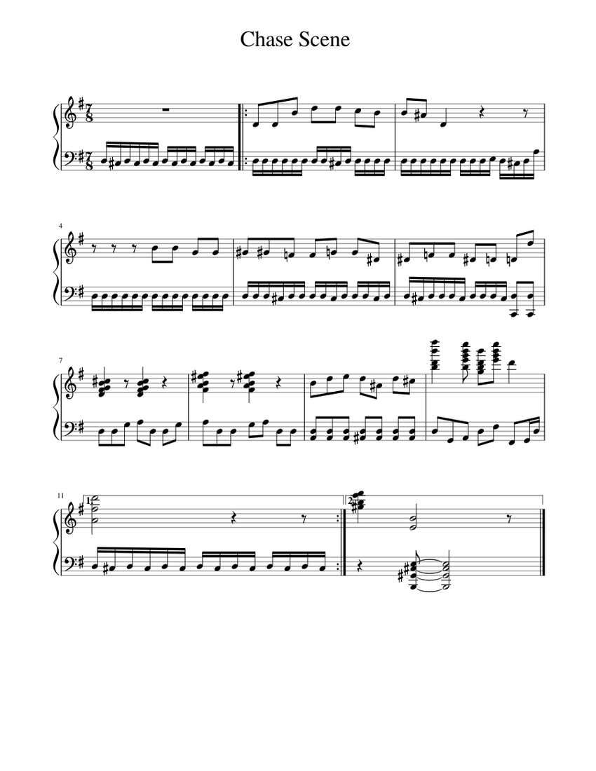 Chase Scene Sheet Music for Piano (Solo) | MuseScore.com