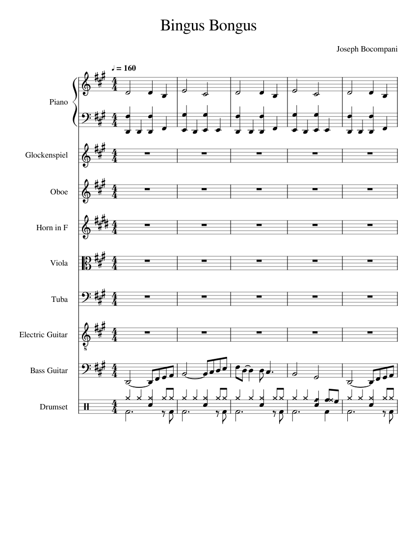 Bingus Bongus (2020) Sheet music for Piano, Tuba, Oboe, French horn ...
