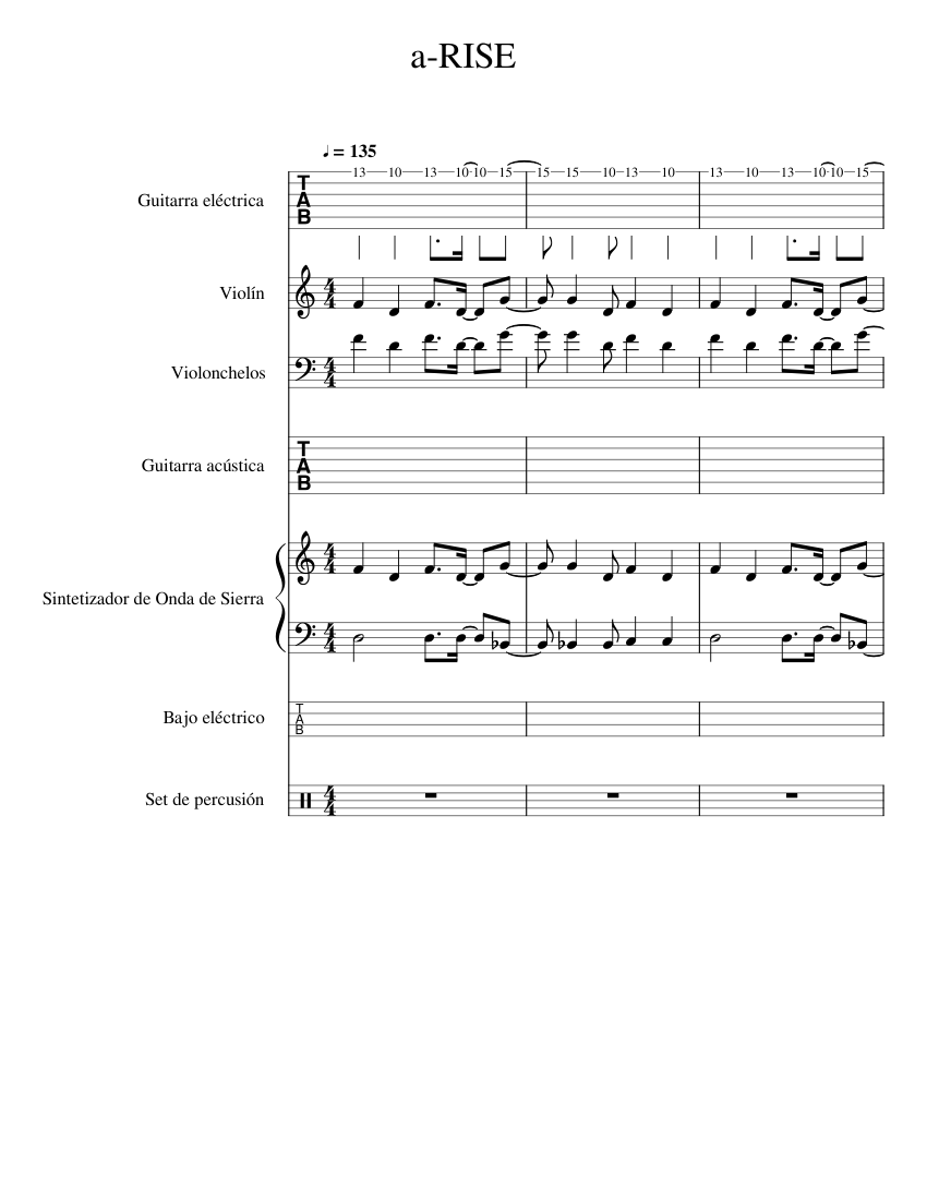 A-RISE shocking Party Sheet Music and Tab for Violin, Guitar, Bass ...