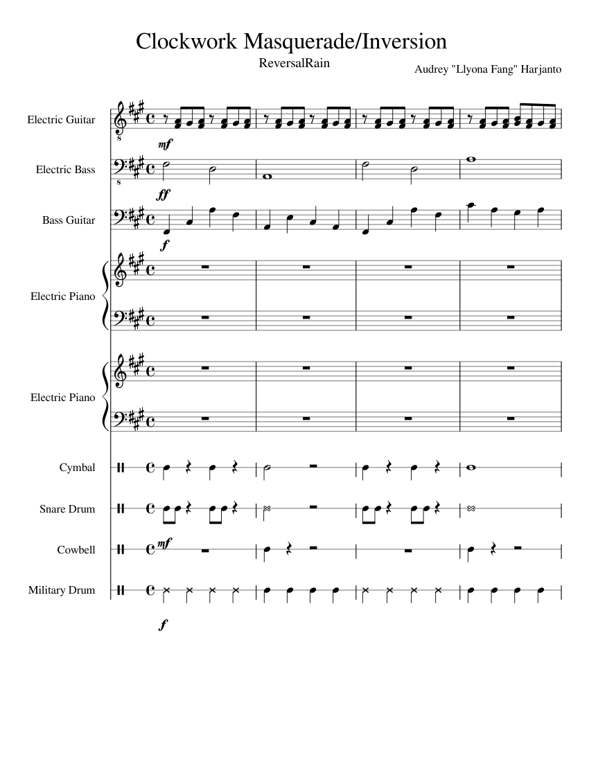 Clockwork Inversion - ReversalRain 2015 Sheet music for Piano, Snare ...