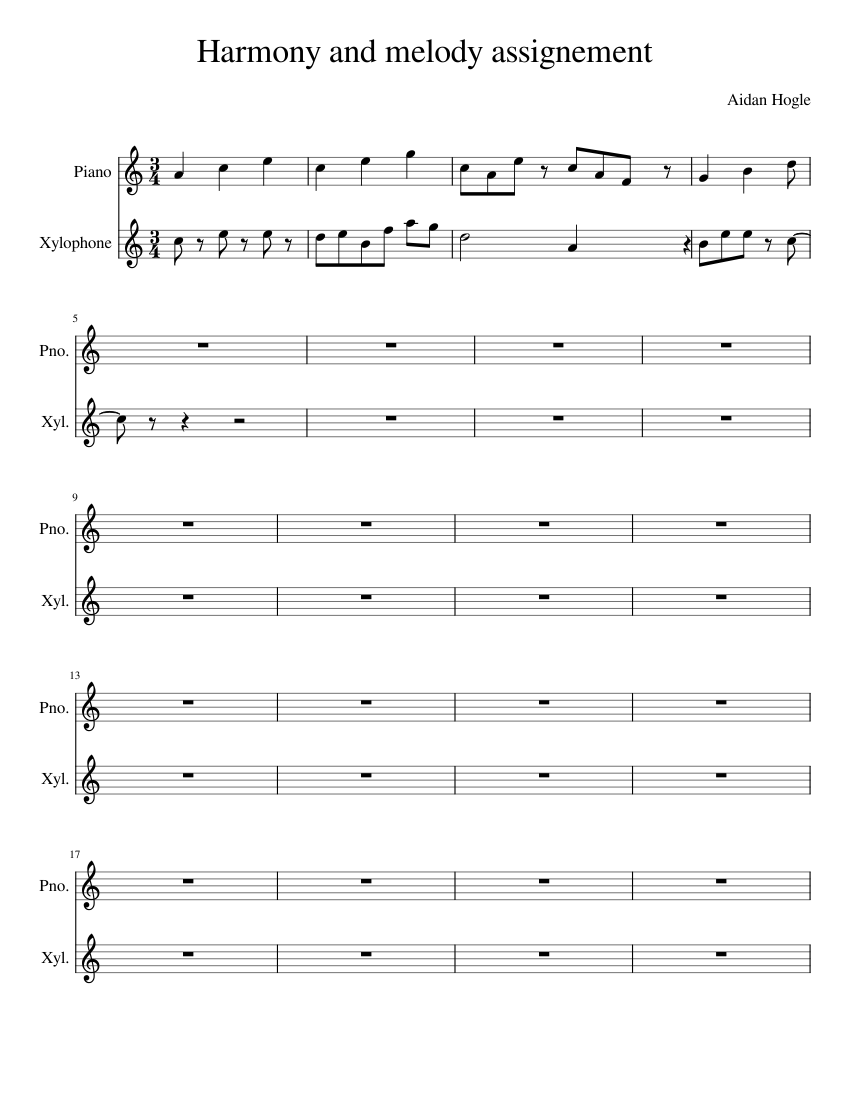 Harmony and melody assignement Sheet music for Piano, Xylophone (Mixed ...