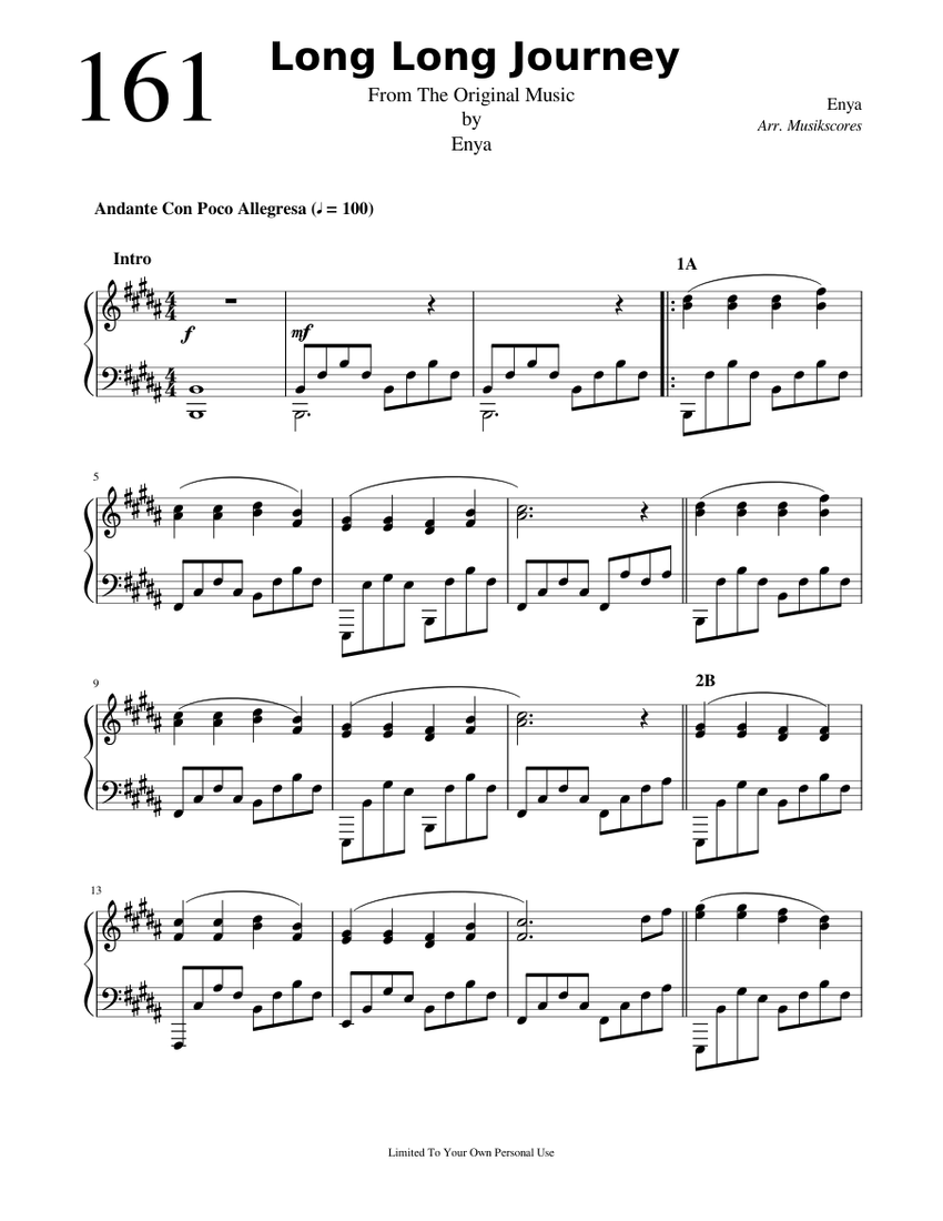 Long Long Journey – Enya - piano tutorial