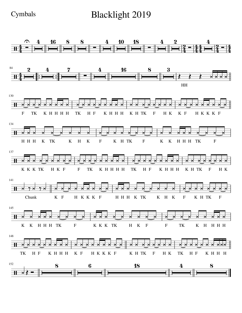 Blacklight 2019 3 1 Cymbals Sheet music for Crash (Solo) | Musescore.com