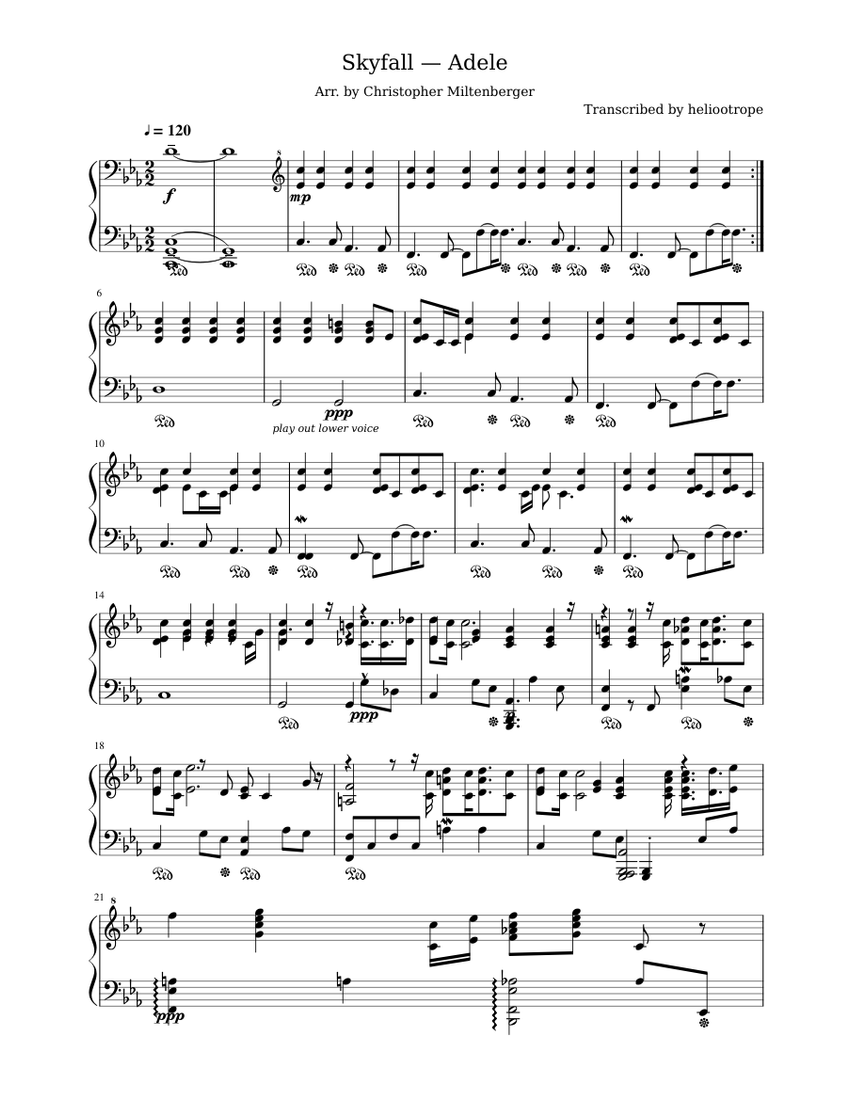Adele Skyfall Sheet Music for Piano (Solo) | MuseScore.com