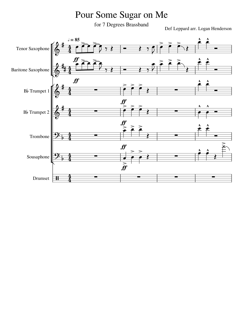 Pour Some Sugar on Me Sheet Music with Chords for Trombone, Saxophone ...