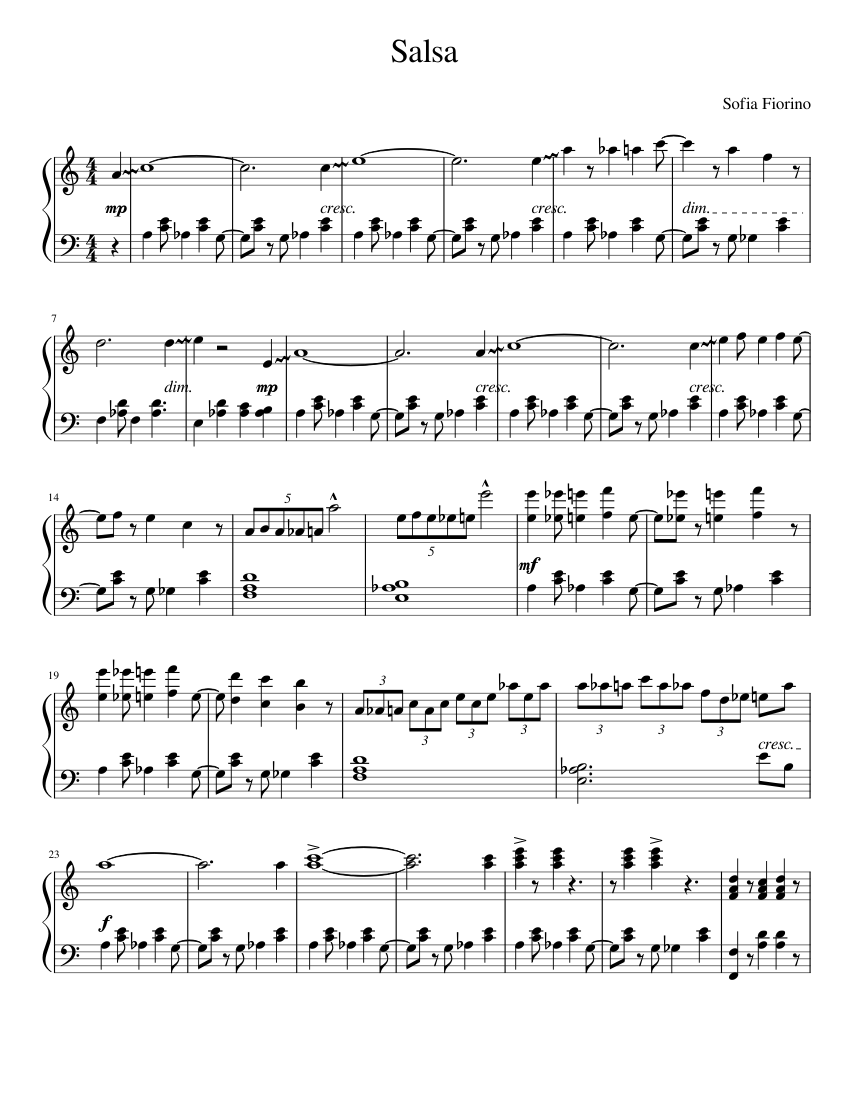 Salsa Sheet Music for Piano (Solo) Easy | MuseScore.com