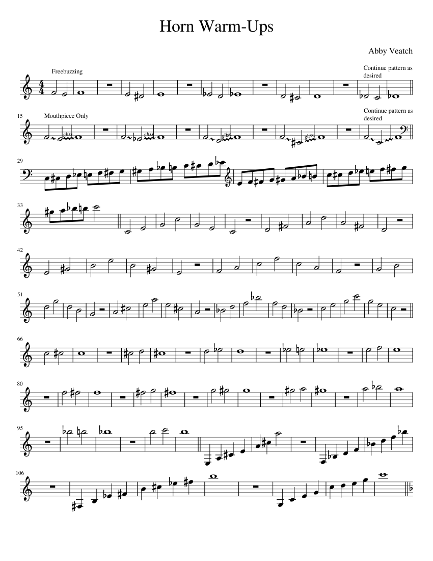 Horn_Warm-Ups Sheet music for French horn (Solo) | Musescore.com