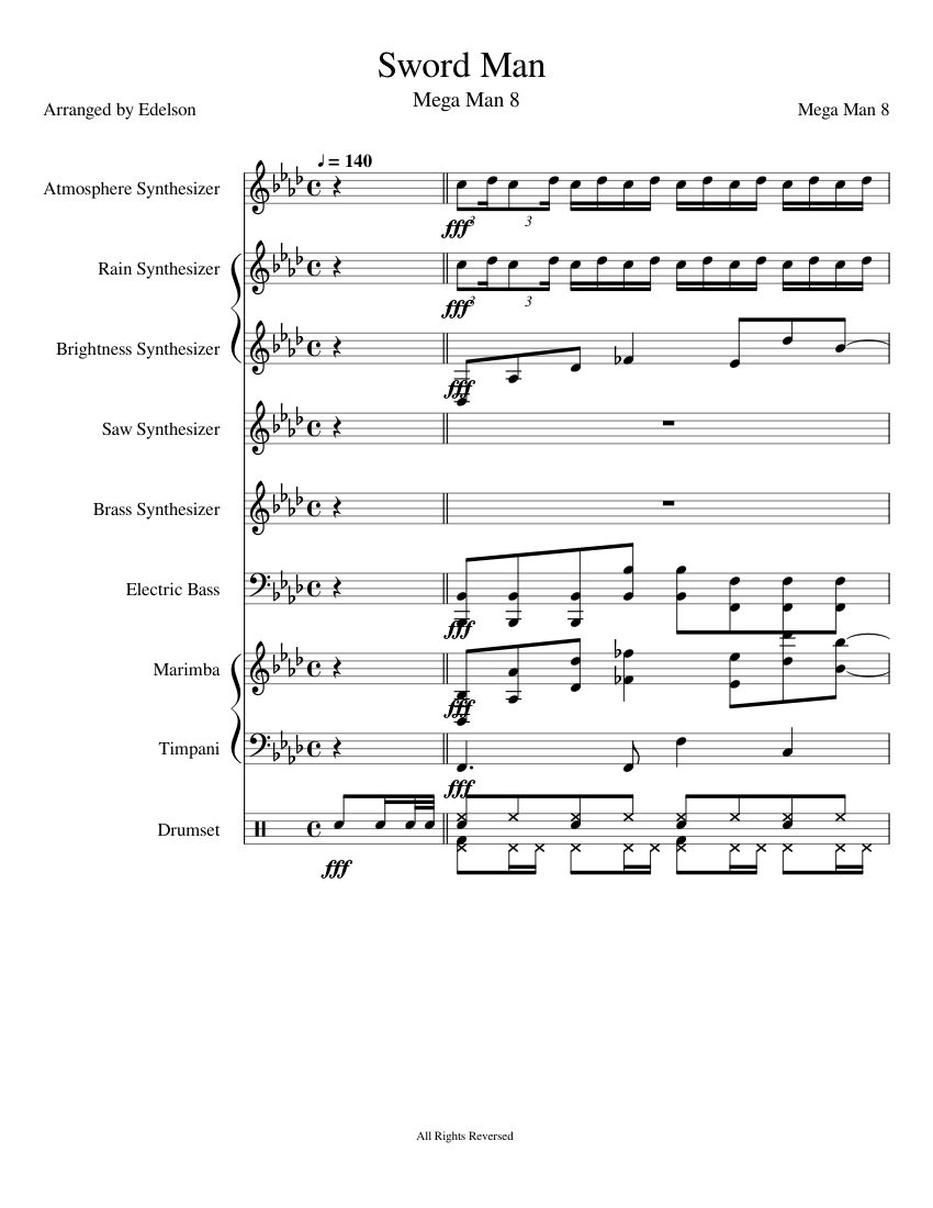 Sword Man Stage Sheet music for Timpani, Bass guitar, Drum group ...