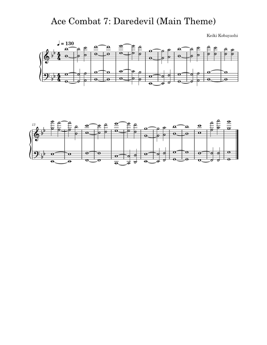Daredevil - Ace Combat 7 OST – Keiki Kobayashi Sheet Music for Piano ...