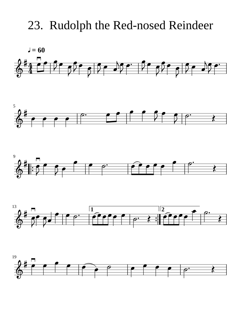 Elementary 2 (Violin) , 23. Rudolph the Red-nosed Reindeer Sheet Music ...