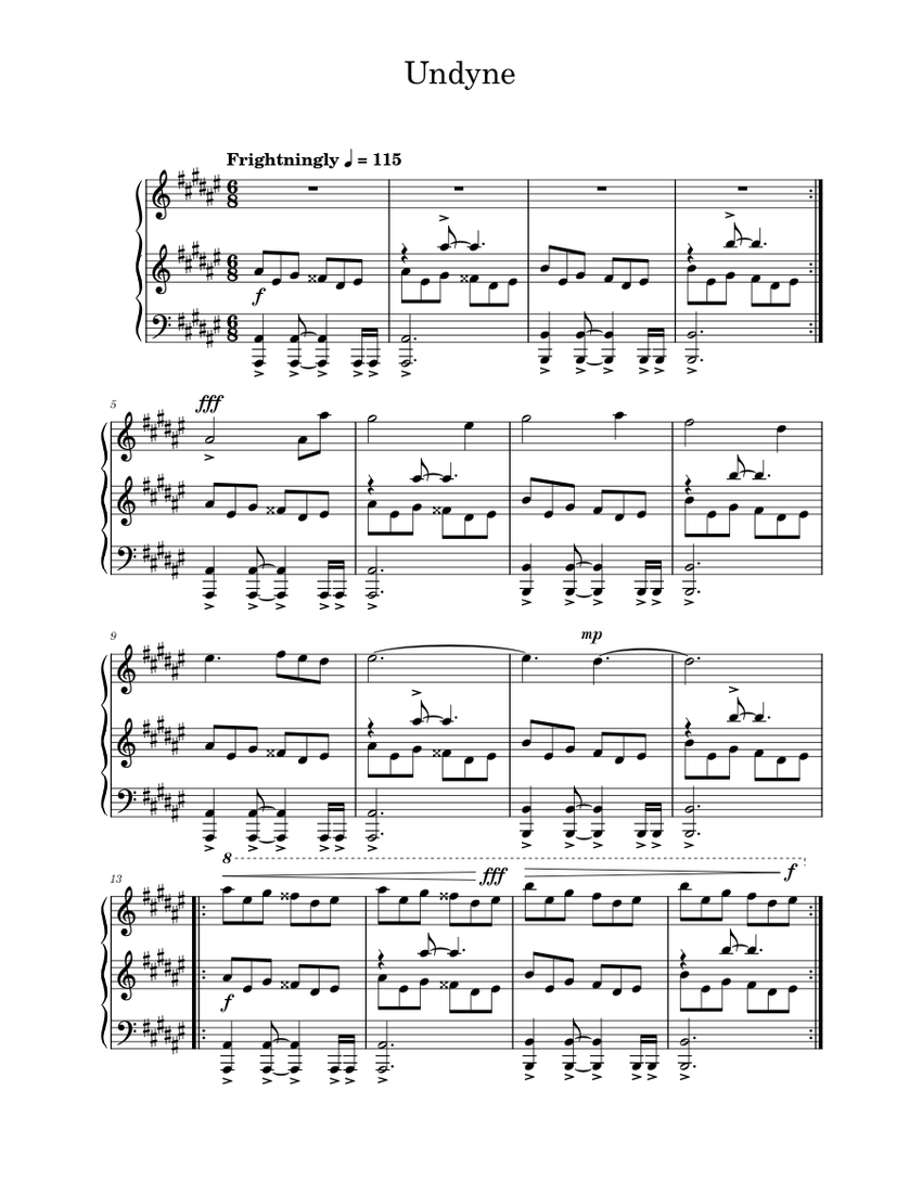 Undyne - Undertale – Toby Fox Sheet music for Piano (Solo) | Musescore.com
