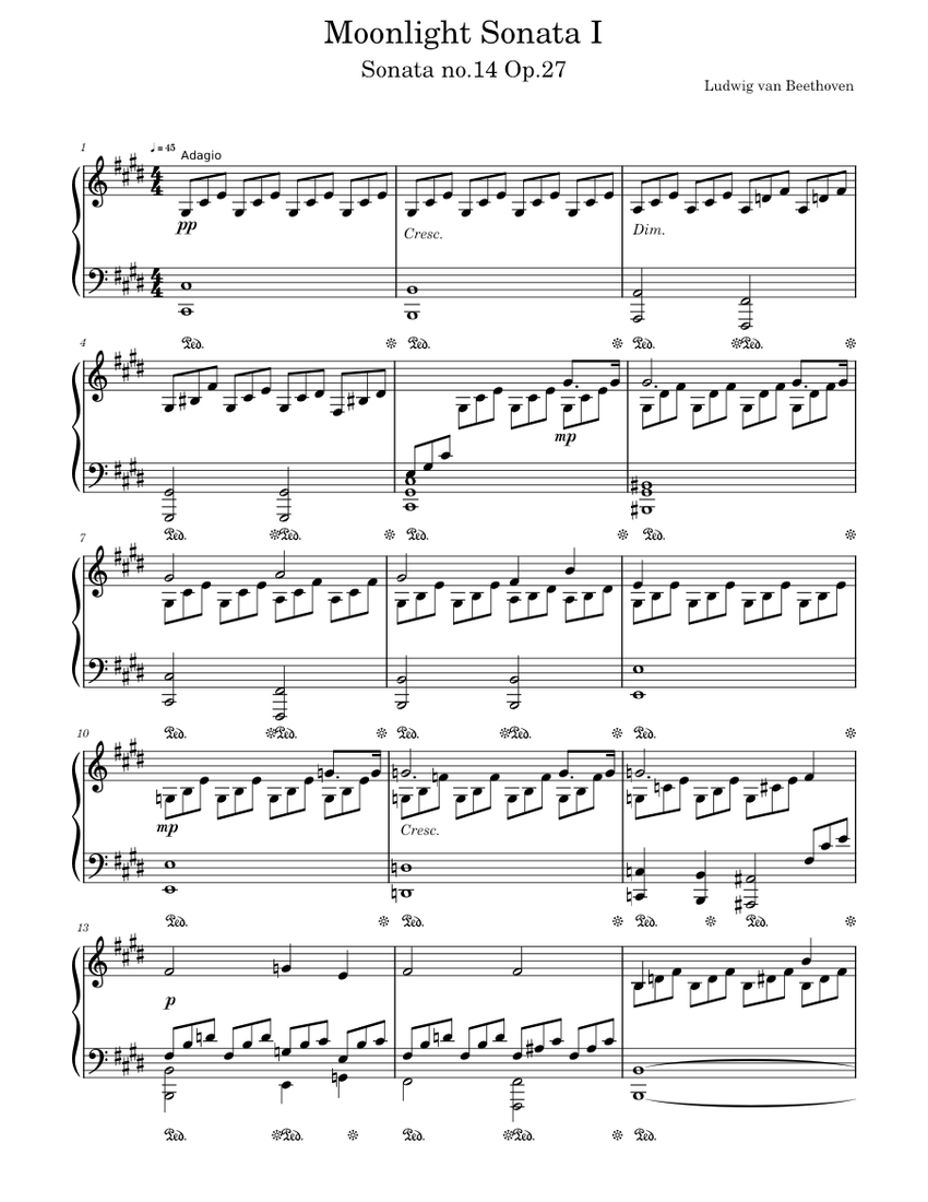 Moonlight_Sonata - Level 2 Sheet Music for Piano (Solo) | MuseScore.com