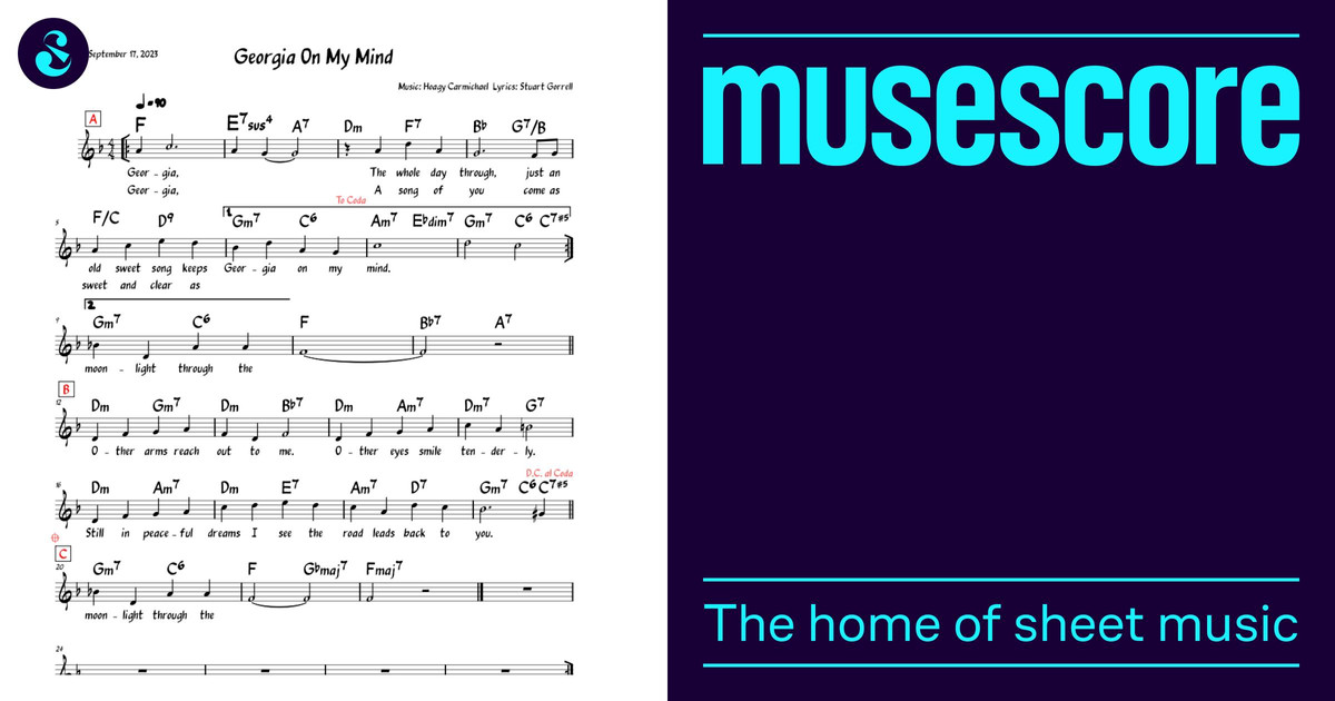 Georgia On My Mind - Hoagy Carmichael, Stuart Gorrell (Lead Sheet ...