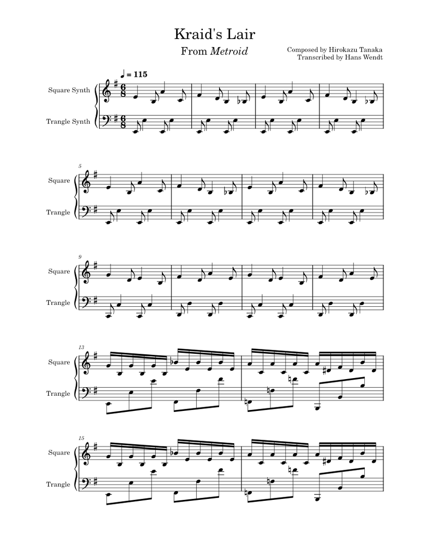 Kraid's Lair - Metroid – Hirokazu Tanaka Sheet music for Piano (Piano ...