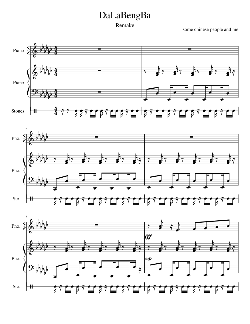 DaLaBengBa Sheet music for Piano, Percussion - wood (other) (Mixed Trio) | Musescore.com