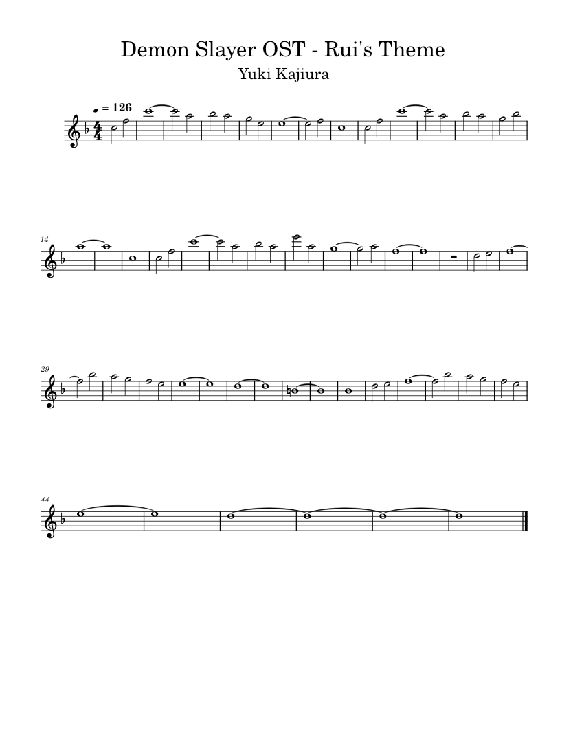 Demon Slayer OST - Rui's Theme Sheet Music for Flute (Solo) | MuseScore.com