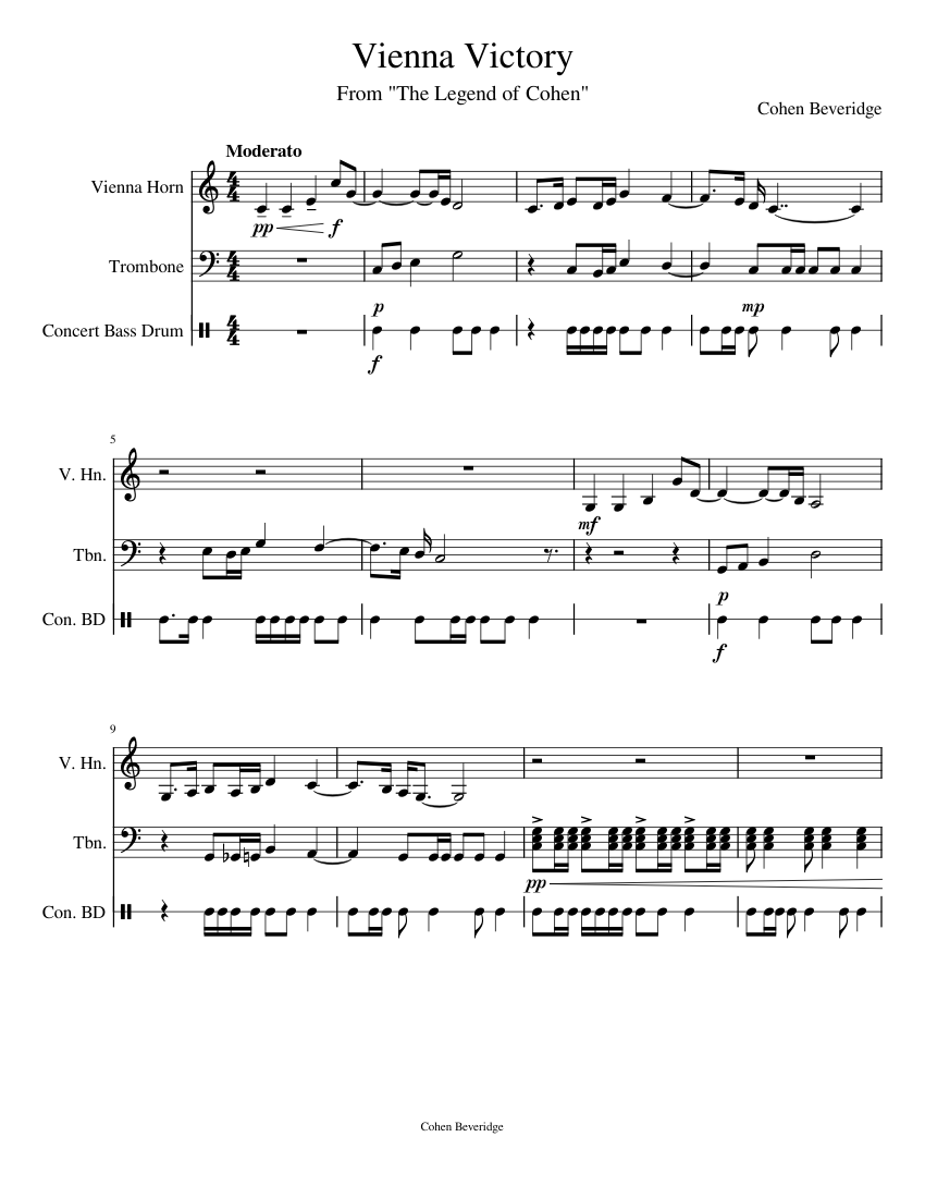 Vienna Victory Sheet music for Trombone, Bass drum, Vienna horn (Mixed ...
