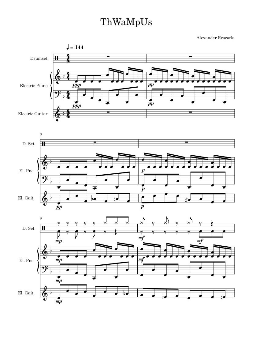 thwampus Sheet Music for Piano, Guitar, Drum group (Mixed Trio ...