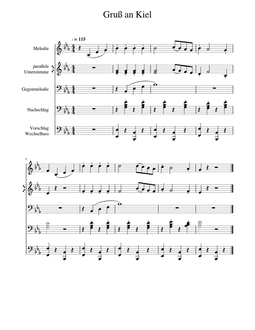 Gruß an Kiel Stimmen - Rollen der Instrumente Sheet music for Trombone ...