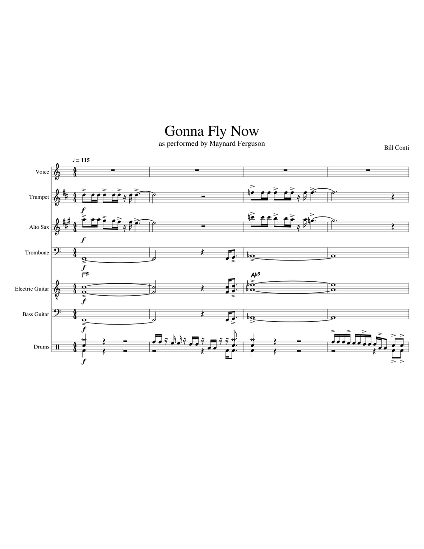 Gonna Fly Now - Maynard Ferguson Sheet Music with Chords for Trombone ...