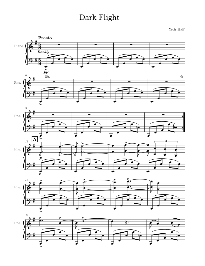 Dark Flight Sheet music for Piano (Piano Duo) | Musescore.com