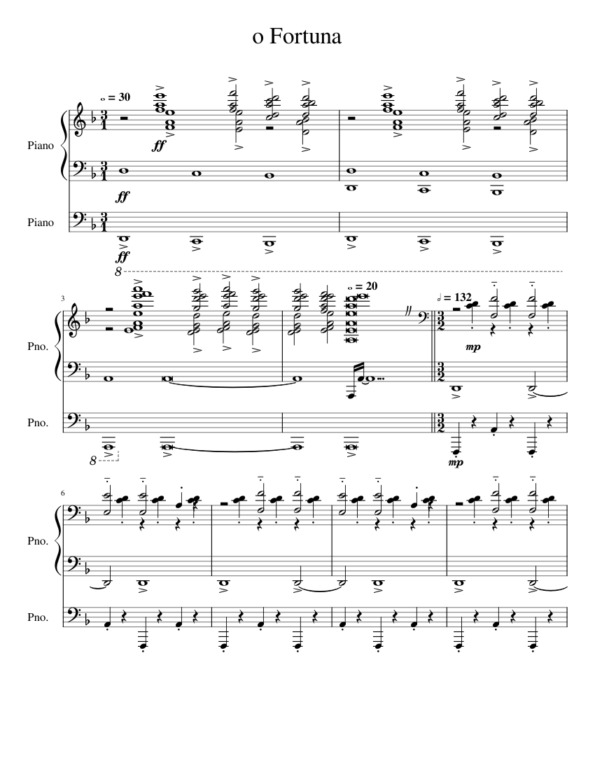 o_Fortuna piano Sheet Music for Piano (Piano Duo) | MuseScore.com