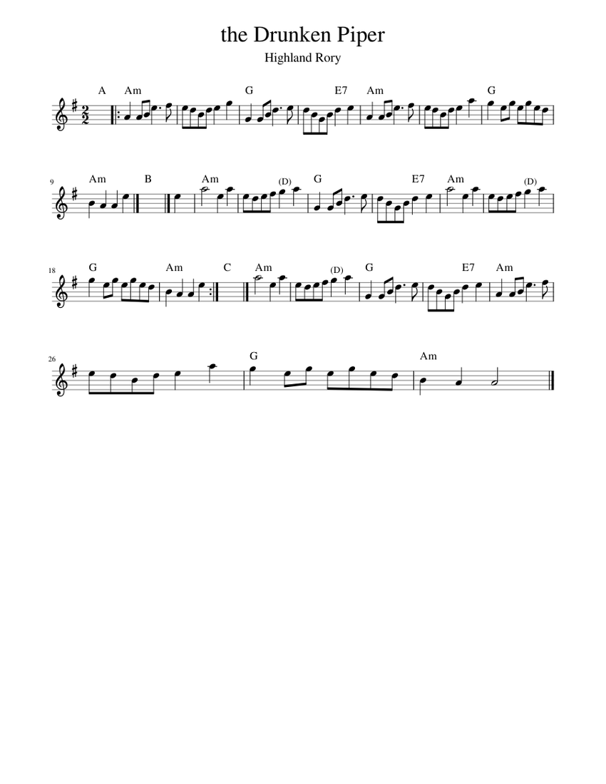 the Drunken Piper Sheet music for Piano (Solo) | Musescore.com