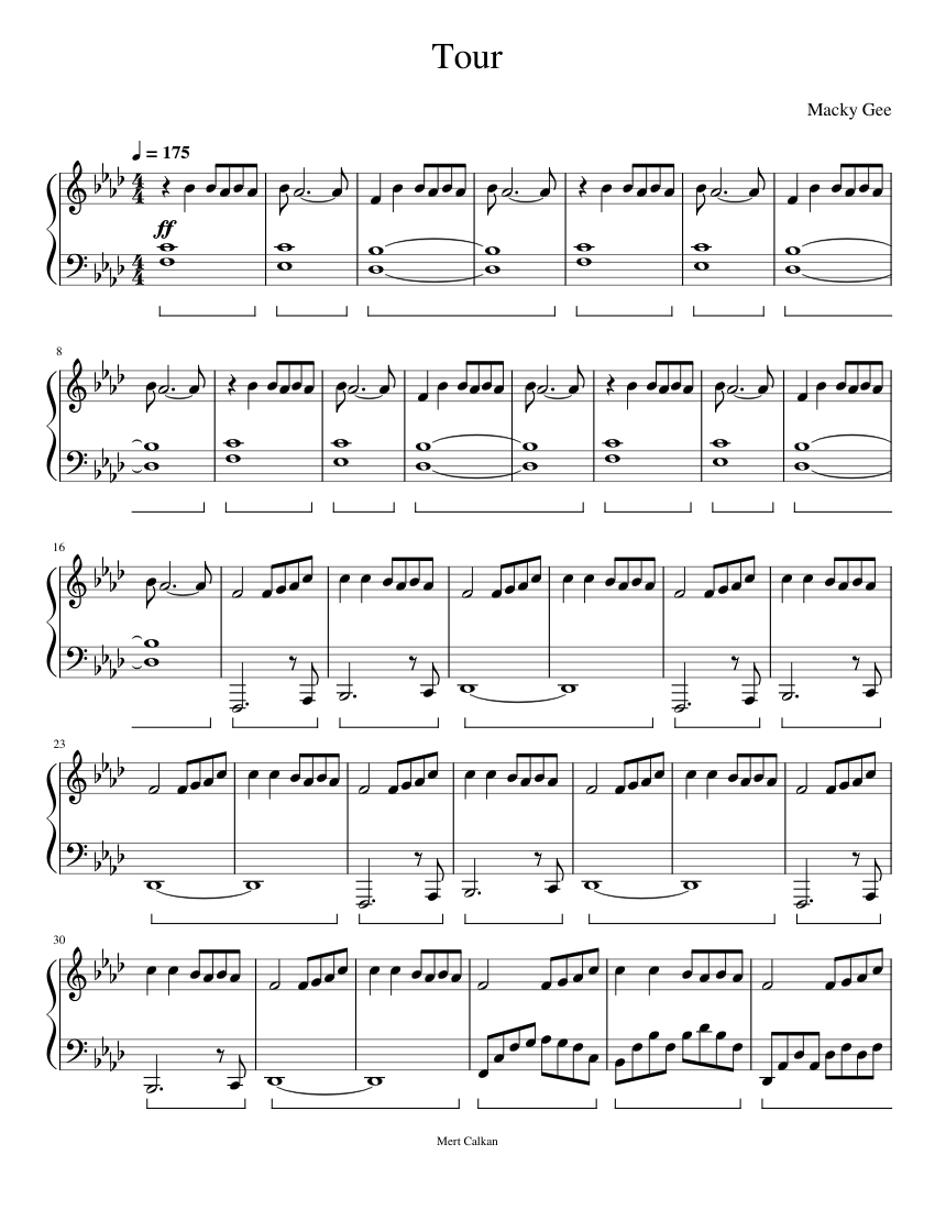Macky Gee - Tour Sheet Music for Piano (Solo) | MuseScore.com