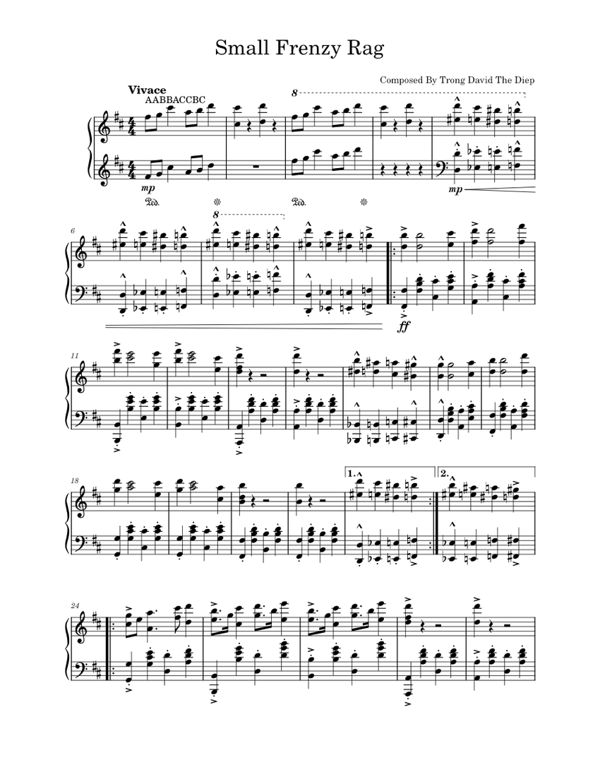 Small Frenzy Rag ( 06 ) Sheet music for Piano (Solo) | Musescore.com