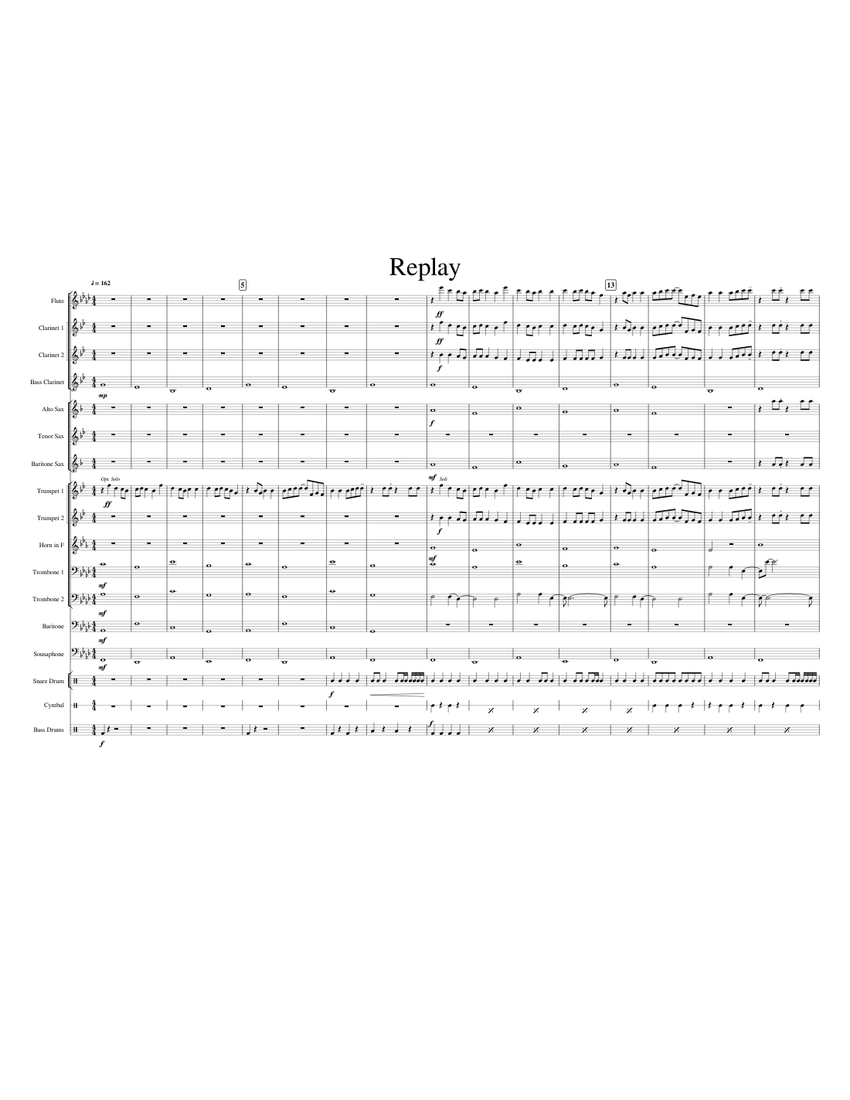 Iyaz - Replay Sheet Music for Trombone, Flute, Clarinet in b-flat ...