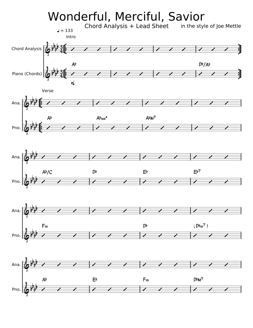 Wonderful, Merciful, Savior (Chords) Sheet music for Piano (Solo ...