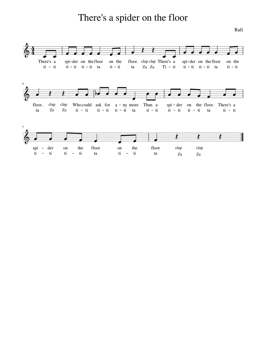 There's a spider on the floor Sheet music for Xylophone (Solo ...