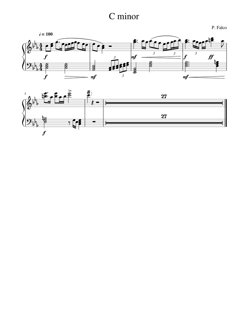 C minor Sheet music for Piano (Solo) Easy | Musescore.com