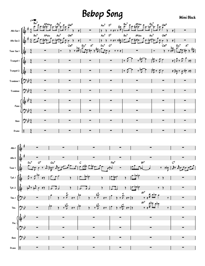 Bebop_Song Sheet music for Piano, Trombone, Saxophone alto, Saxophone ...