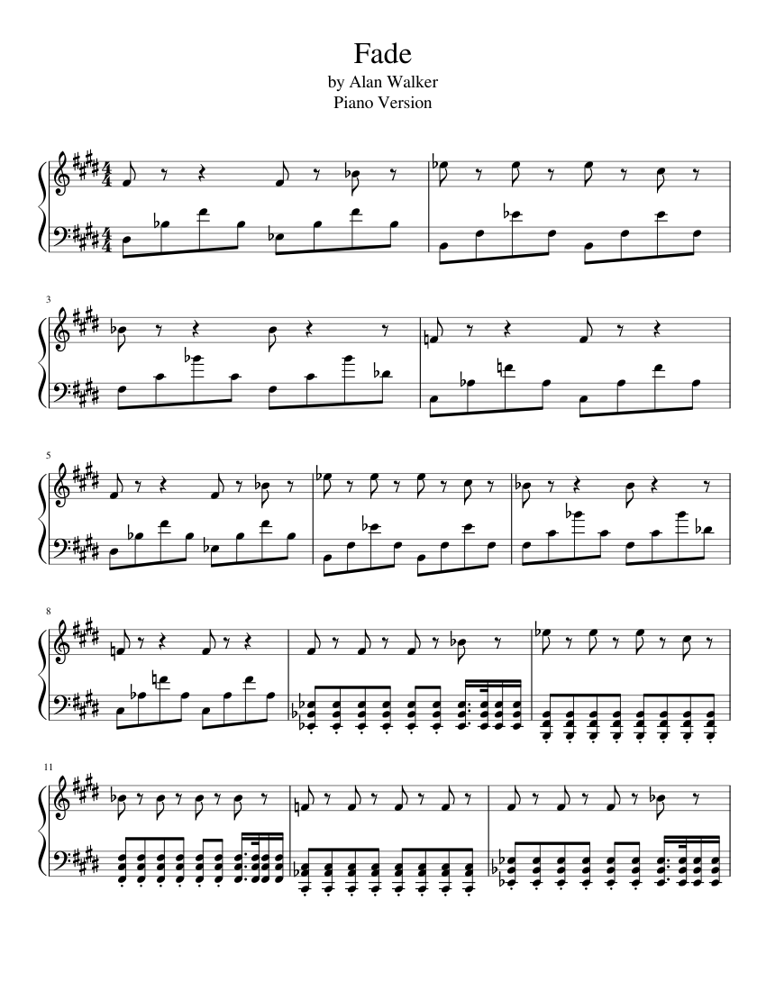 Alan Walker Fade Sheet Music for Piano (Solo) | MuseScore.com