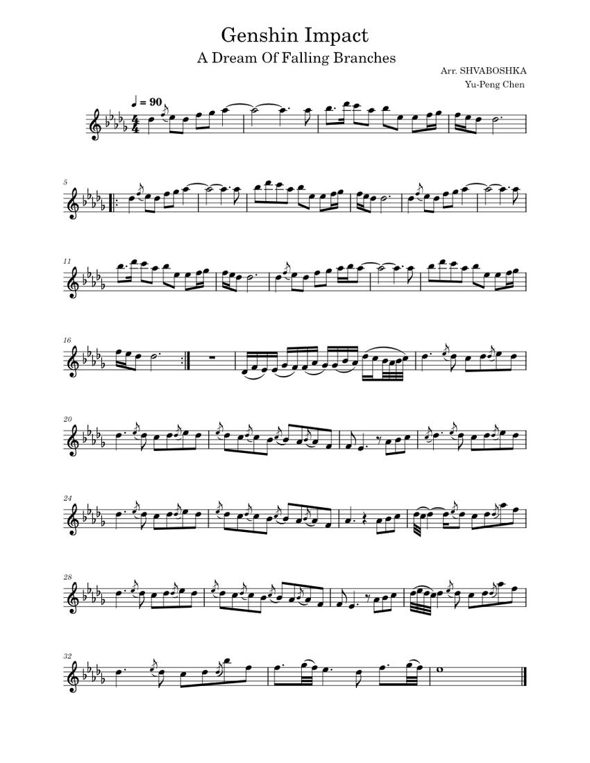 For Riddles, for Wonders – Yu-Peng Chen - Genshin Impact Sheet Music ...