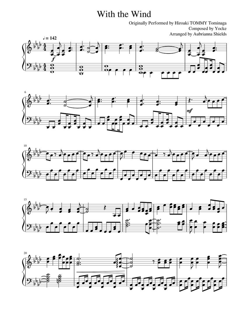 With the Wind Sheet Music for Piano (Solo) | MuseScore.com