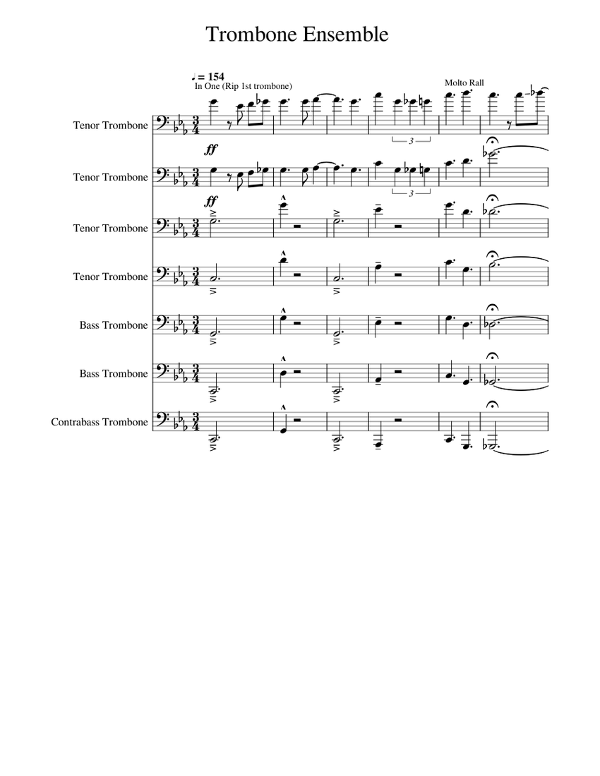 In One Trombone Ensemble Sheet music for Trombone tenor, Trombone bass ...