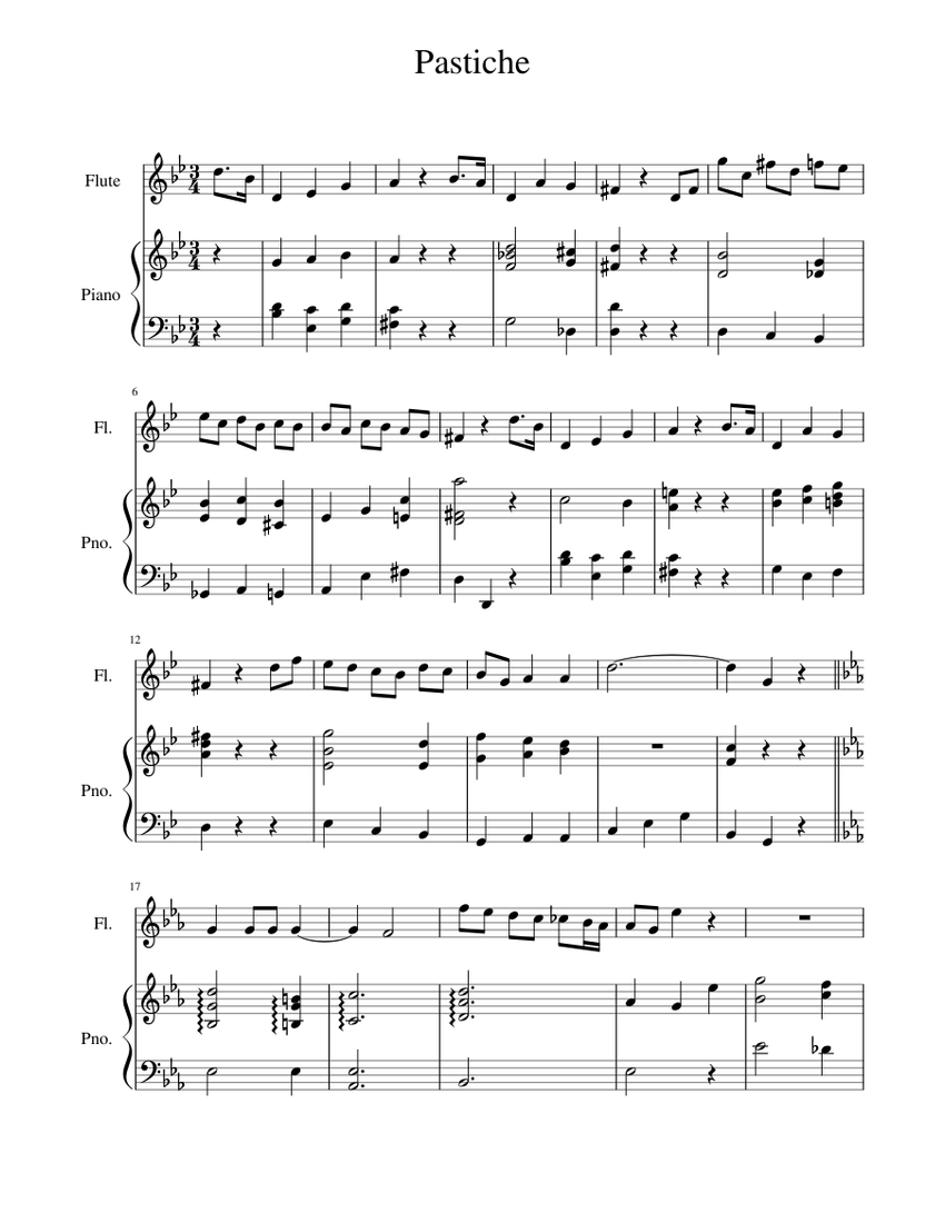 Pastiche Sheet music for Piano, Flute (Solo) | Musescore.com