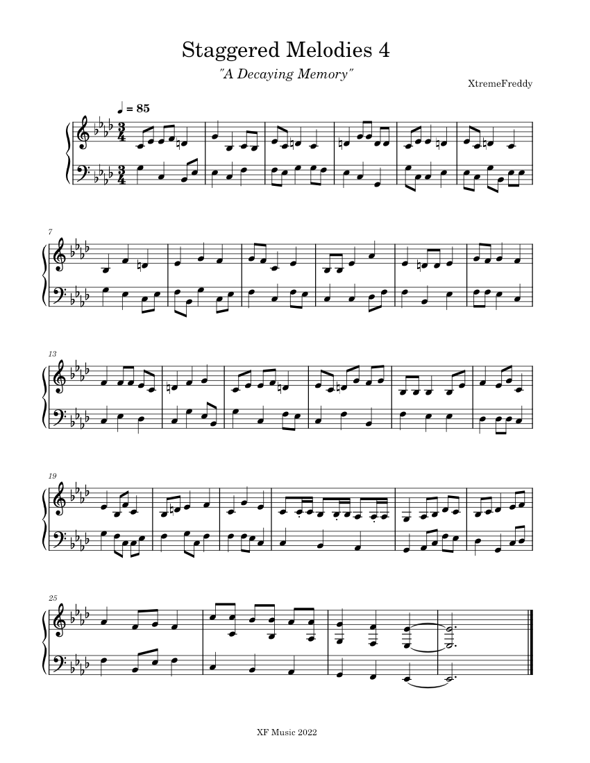 Staggered Melodies 4 Sheet music for Piano (Solo) | Musescore.com